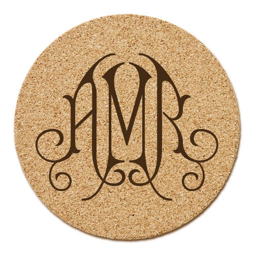 Cork coaster set- modern monogram | Kidoodles Inc