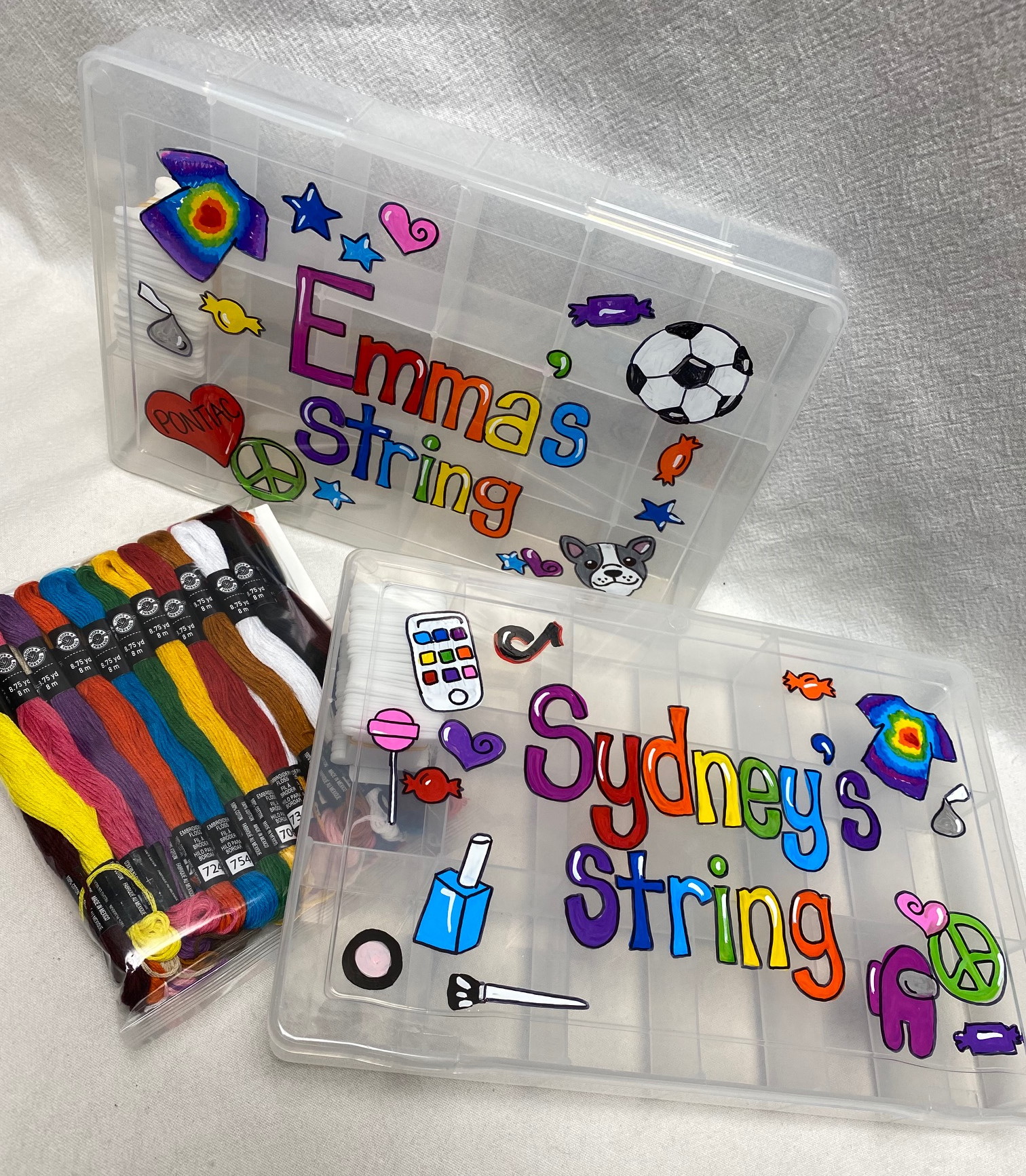 Personalized string box and craft thread set | Kidoodles Inc